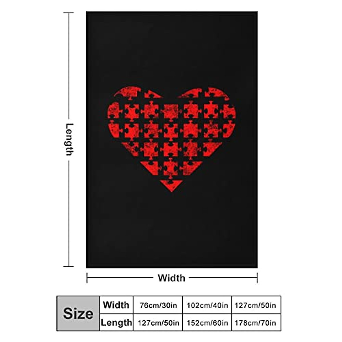Autism Puzzle Heart Throw Blanket for Couch Bed Flannel Lap Blanket Lightweight Cozy Plush Blanket for All Seasons 40"x60"