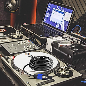 Yuyaokk 2Pack 25 ft Male Speakon to Speakon Cables, Professional 12 Guage AWG Audio Cord DJ Speaker Cable Wire with Twist Lock - 2 Conductor.