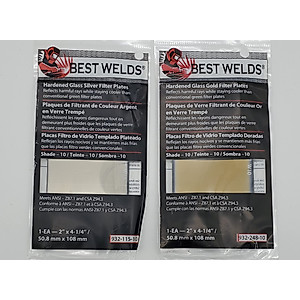 Best Welds Hardened Glass Gold Replacement Welding Lens – Advanced Passive Filter Plate 2" x 4-1/4" – Shade 9, 10, 11 & 12