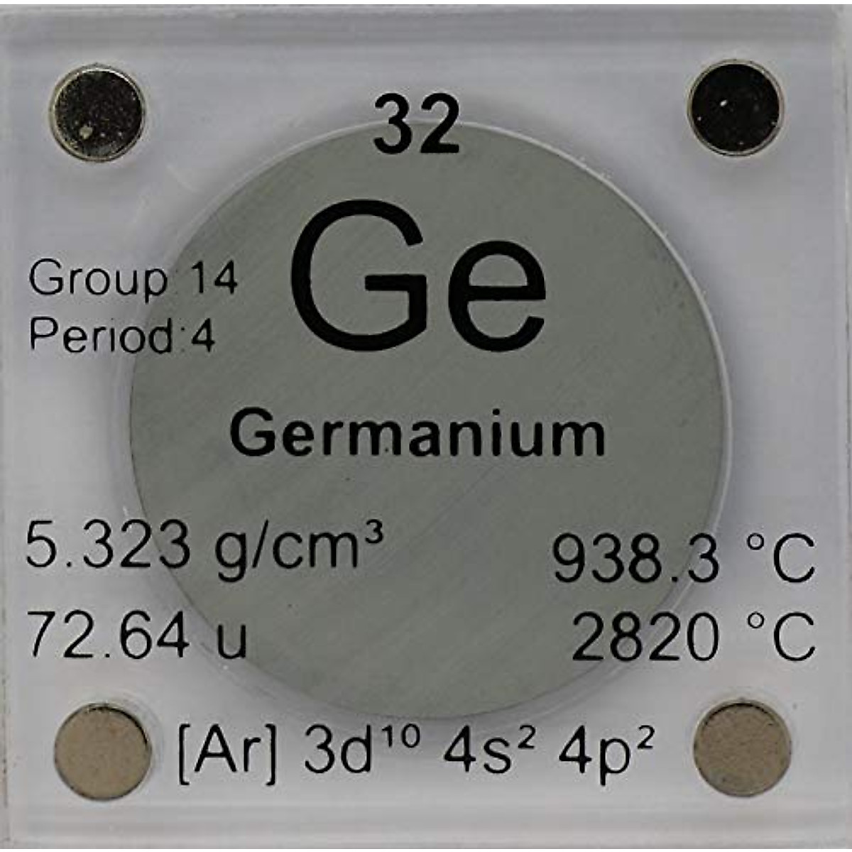 Germanium (Ge) 24.26mm Metal Disc with Acrylic Case for Collection or Experiments