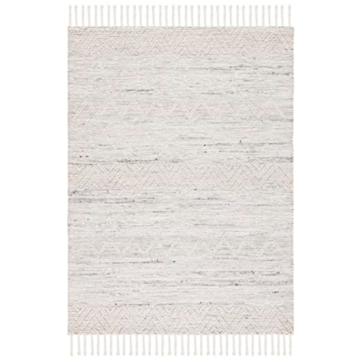 Safavieh Natura Collection 5' x 8' Ivory/Grey NAT296F Handmade Moroccan Boho Farmhouse Rustic Tassel Wool Area Rug