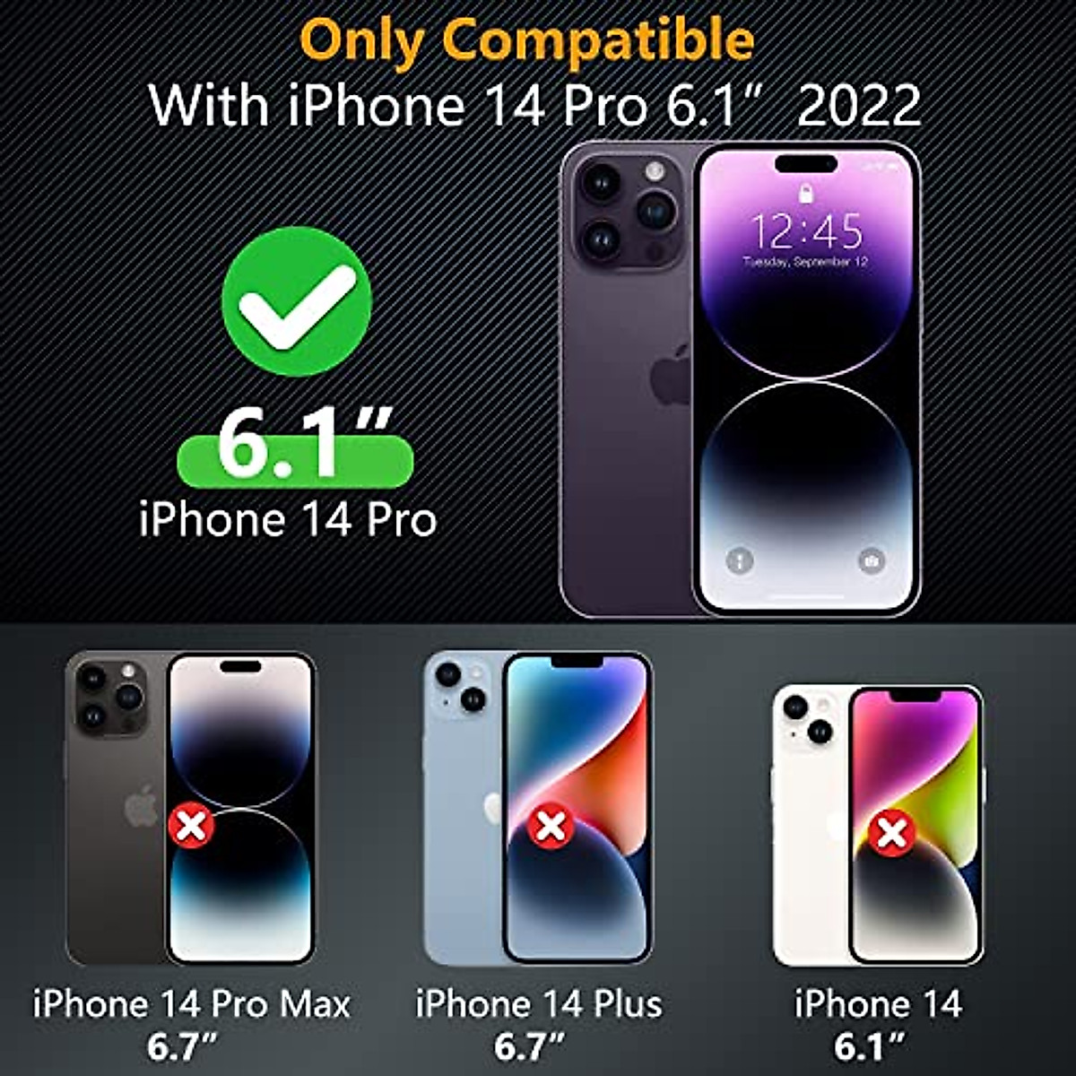 Fotbor Privacy Screen Protector, [2 Pack] Anti Spy Private Full Coverage, Shockproof Anti-Scratch 9H Tempered Glass for iPhone 14 Pro 6.1 Inch