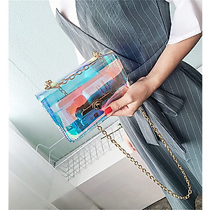 Limmuchi Holographic Bag Iridescent Purse for Women Evening Clutch Clear Purse Stadium Concert Approved (Large-20x8x15cm)