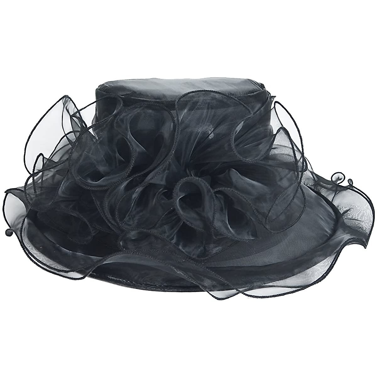 ORIDOOR Women’s Organza Church Tea Party Wedding Fascinator Hat UV-Anti Wide Brim Sun Hats (F Black, One Size) …