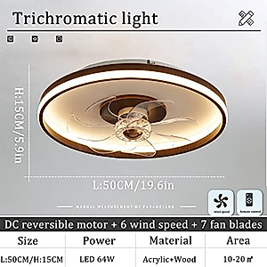 SEYFI Ceiling Fan with Lights,64W,Remote Control Temperatures,6 Gear Wind Speed Fan Lights,Ceiling Lights with Fan/a