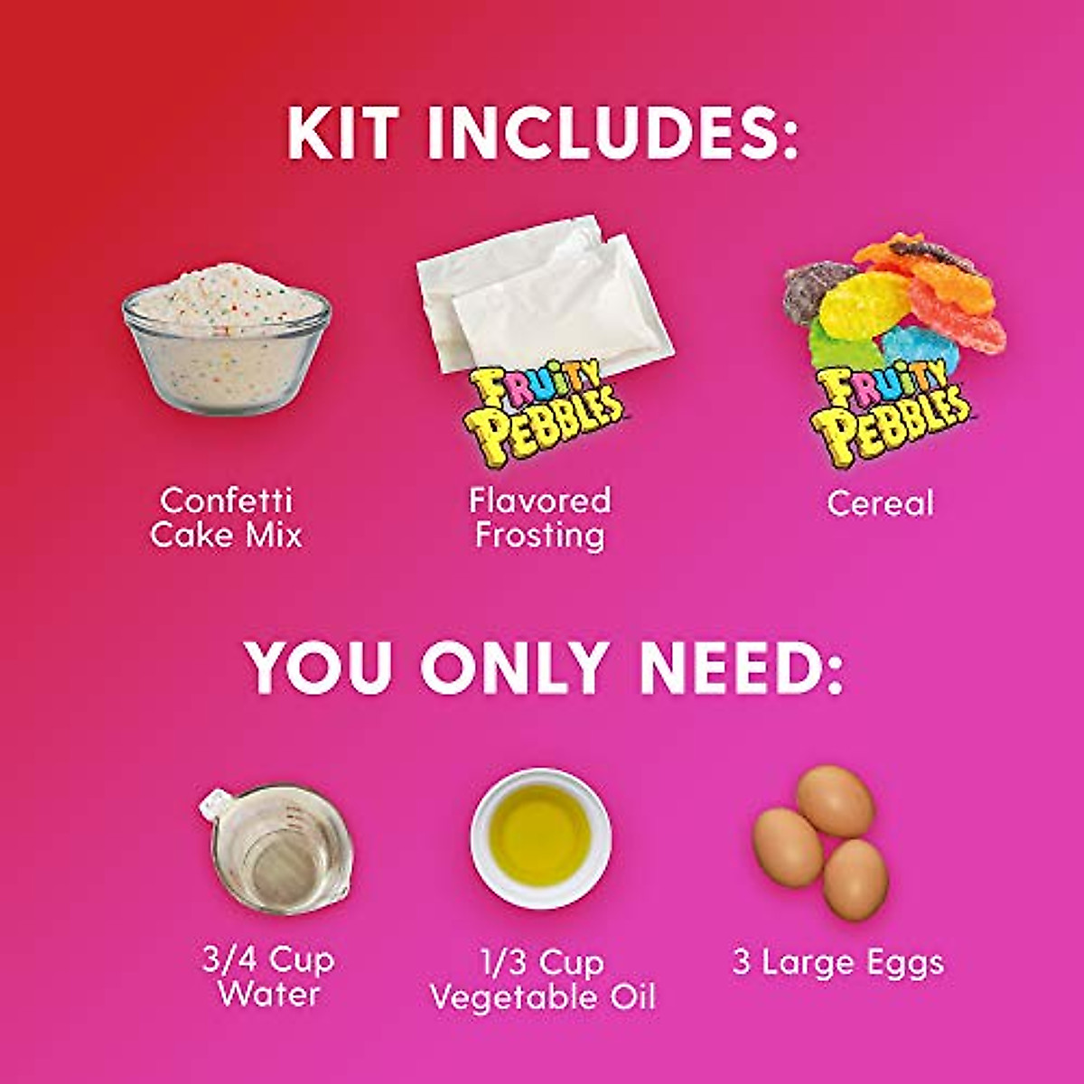 Duncan Hines Epic Fruity Pebbles Cake Mix Kit, 28.5 oz, 1 Count