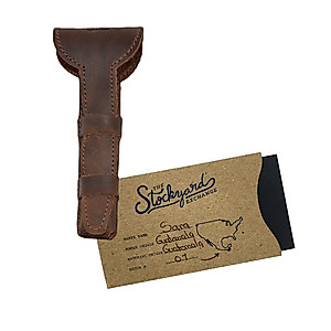 Hide & Drink, Leather Double Edge Safety Razor Protective Case, Shaving Travel Pouch, Handmade (Bourbon Brown)