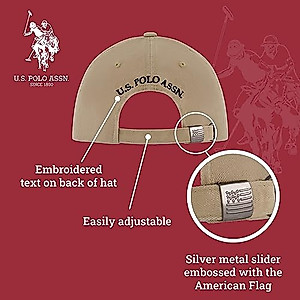 U.S. Polo Assn. mens U.s. Polo Assn. Washed Twill Cotton Adjustable Hat With Pony Logo and Curved Brim Baseball Cap, Khaki, One Size US