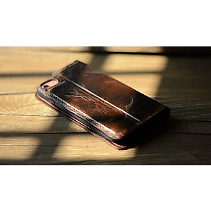 Rfid Distressed Handmade Genuine Leather Case For Iphone 14 Pro Max 11 12 13 Leather Wallet Detached Style With Magnetic Phone Case Coffee