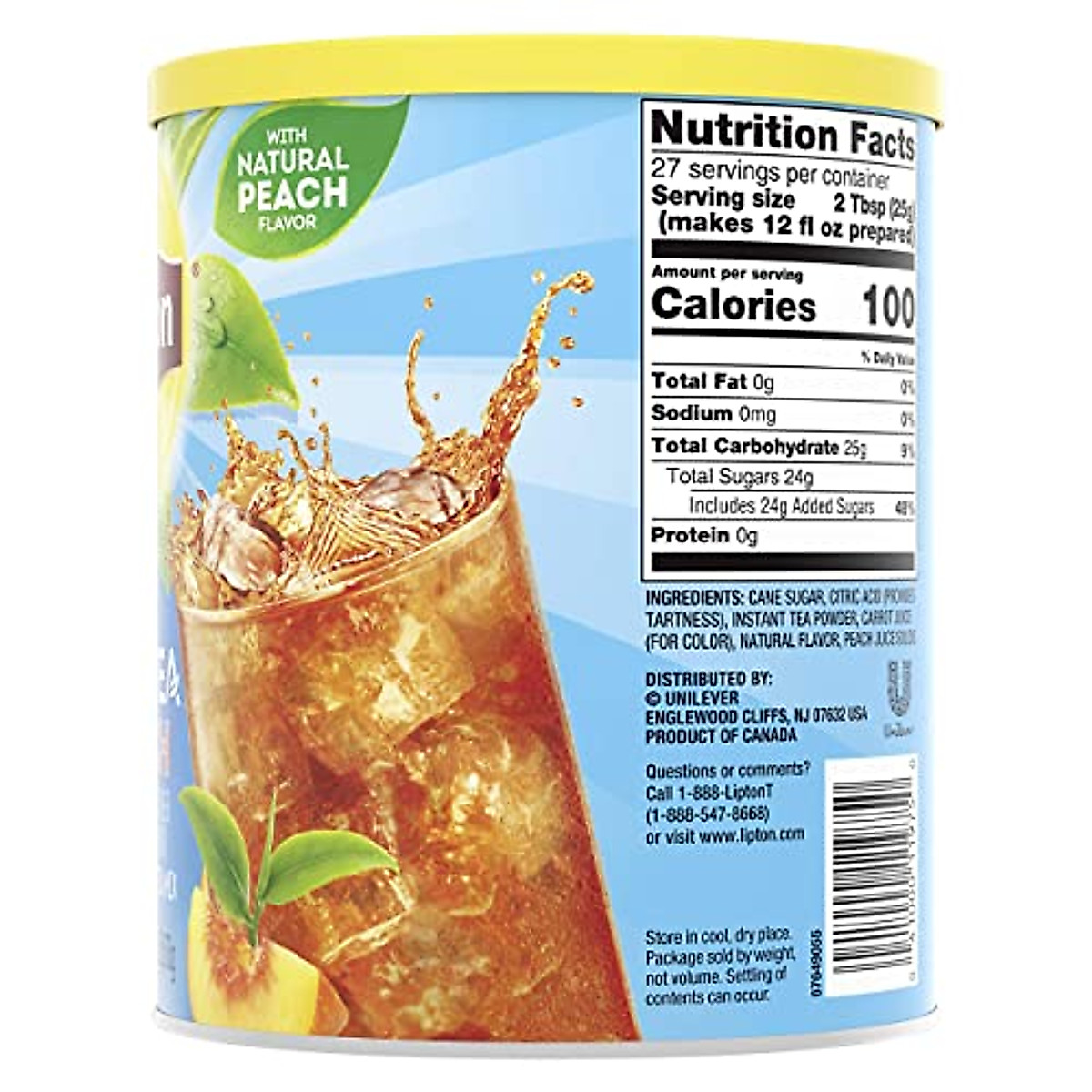 Lipton Peach Iced Tea Mix, Sweetened, Makes 10 Quarts (Pack of 6)
