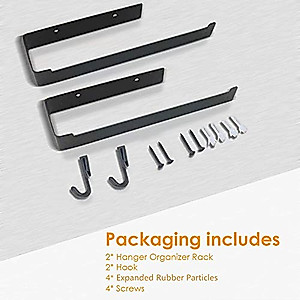 BlingBelle Hanger Organizer Stacker,Hanger Holder Rack with Hook for Closet, Drilling Installation, Double Layer of Painted Metal (Black, 2)