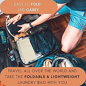 Laundry Bag | Travel Laundry Bag for Dirty Clothes |Canvas Cotton Long Strap to Carry |Hamper Liner Bag | Drawstring Closure Washable Home Storage College Dorm| 2 Pack 28x36 Inch Natural