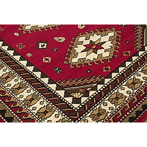 United Weavers Dallas Tres Area Rug - Red, 8x11, Southwestern Indoor Area Rug with Bordered Pattern, Jute Backing