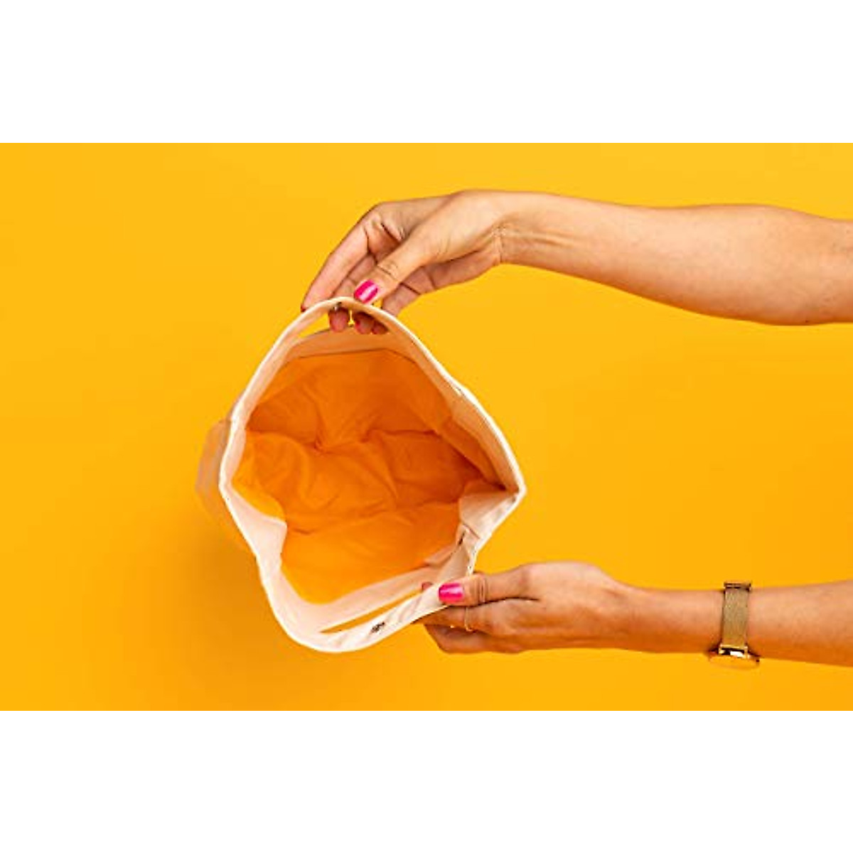 Organic Cotton Canvas Lunch Bag - Sturdy Cotton Cloth Lunch Bag - Reusable and Machine Washable Canvas Lunch Tote - Canvas Lunch Sack for Men, Women and Kids - Premium Quality, Double Stitched (White)