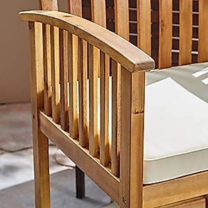 Christopher Knight Home Gill Acacia Patio Bar Stools, 46", Bar-Height, Acacia Wood, Natural Stain with Cream Cushions (Set of 4)