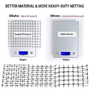 Ohuhu 6.6 x 65 FT Heavy Duty Bird Netting for Garden, PP Material Anti-Bird Reusable Garden Nets for Fruit, Vegetable, Plant Trees, Fencing Protection from Birds Deer Etc, Bonus 50 PCS Cable Ties