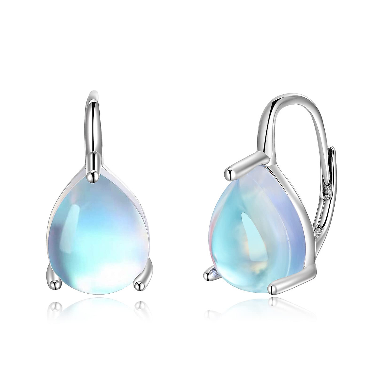 SHEAISRS Teardrop Moonstone Leverback Earrings 925 Sterling Silver Moonstone Earrings for Women Birthday