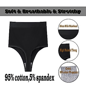 Yunleeb High Waisted Underwear for Women Cotton Wide Waistband High Waisted Thongs for Women Pack(S~2XL) MIX1 XL