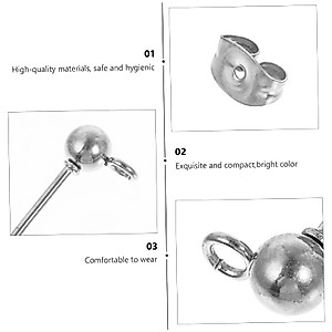 TEHAUX DIY Earrings Set 40pcs Round Bead Ear Studs Stainless Steel Jewelry Pierced Earing Studs for Women Men