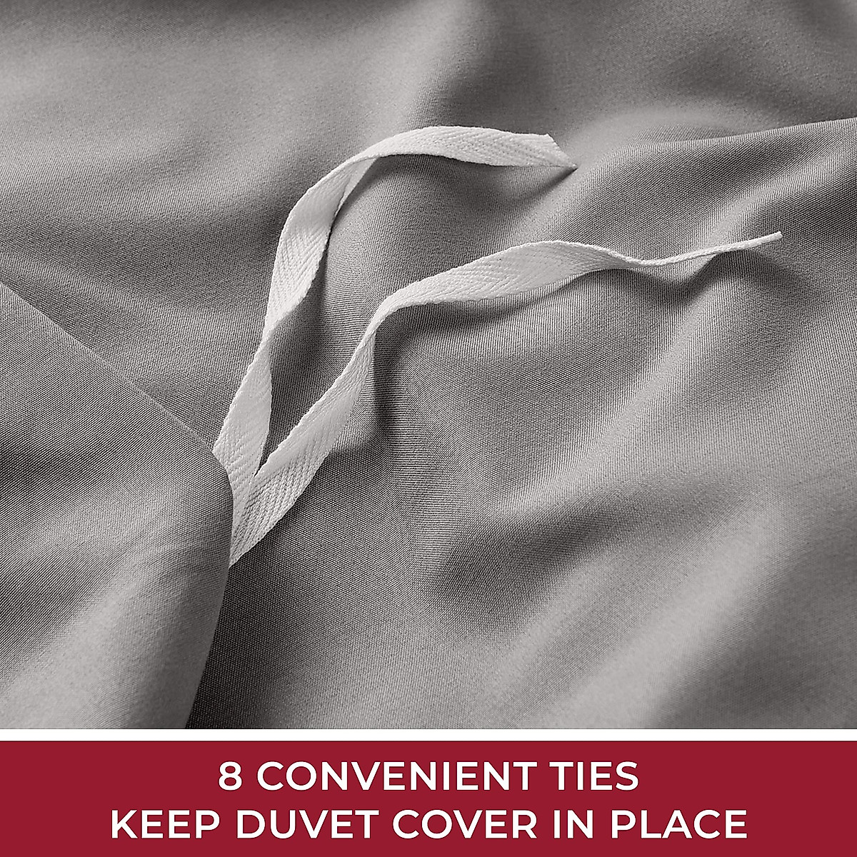 Mellanni Duvet Cover Set - Stylish & Modern - Soft & Cooling Microfiber - Fade, Stain, Shrink, and Wrinkle Resistant - Pinsonic Stripe (Queen, Light Gray)