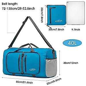 G4Free 40L 65L Foldable Duffel Bag Water Resistant Carry On Tote Bag Lightweight Packable Duffel Bag for Travel Overnight Weekender Bag for Men Women