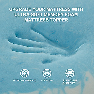 SINWEEK 3 Inch Memory Foam Mattress Topper Twin XL, Twin Extra Long Mattress Pads for College Dorm Single Bed, Pressure Relieve CertiPUR-US Certified, 39x80 Inches, Blue