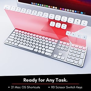 Macally Wired Keyboard for Mac - Compatible Apple Keyboard with USB Ports for Mouse - Full-Size Mac Keyboard with Number Pad - Plug & Play Keyboard for MacBook Pro/Air, iMac - Aluminum Frame