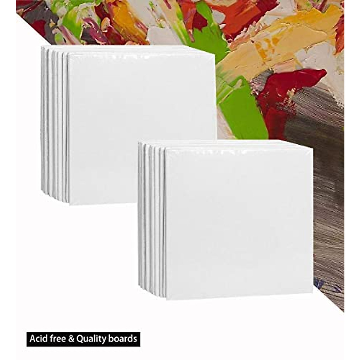 Dele 24 Pack Mini Canvas Panels 4x4 Artist Canvas Boards, Double-Wrapped Acid Free Small Art Canvas Value Pack for Oil & Acrylic Painting.