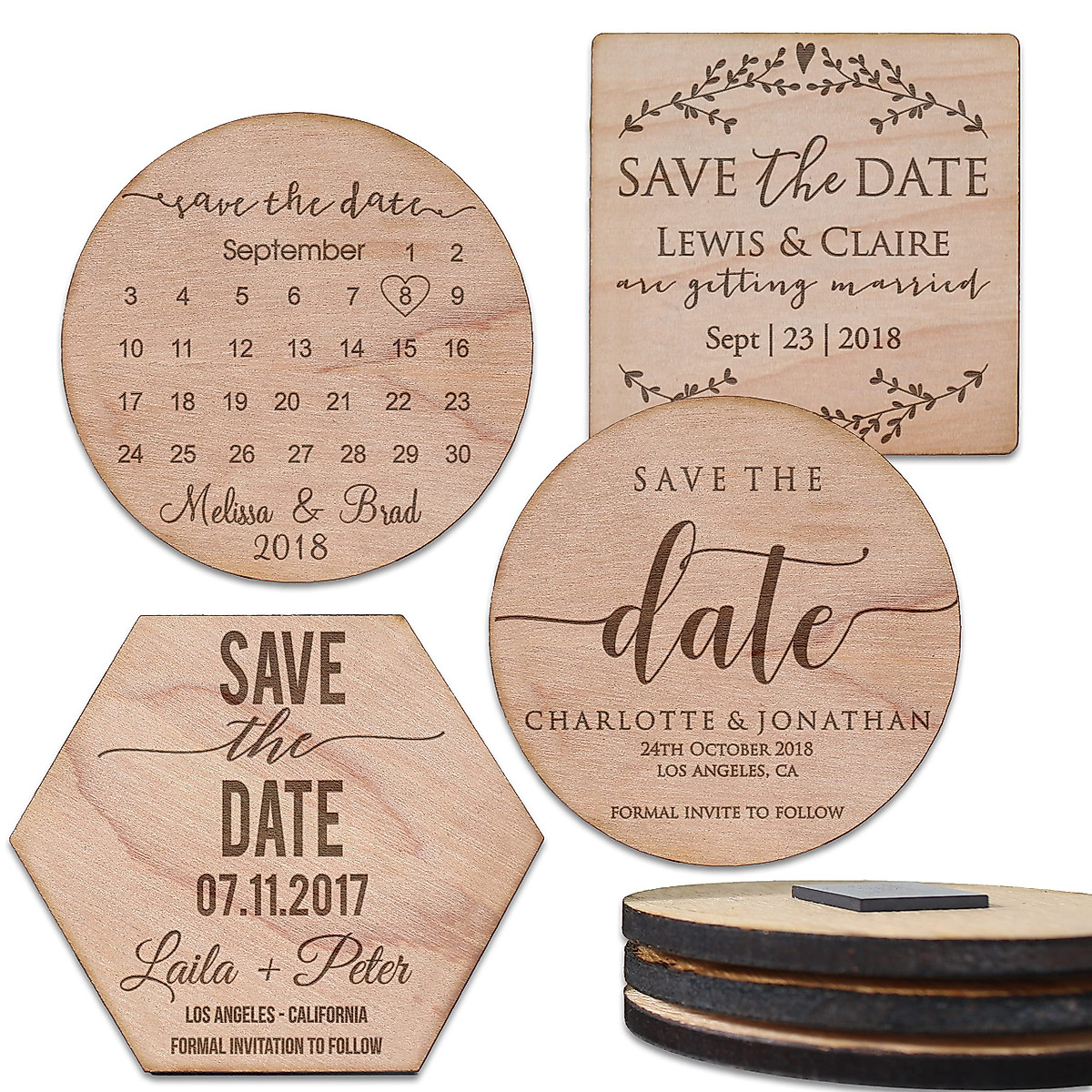 Save The Date Wood Magnet | Personalized Wood Magnet | Wood Save The Date | Wedding Announcement Magnets | Save The Magnet | Wedding Save The Date| Wooden Save The Date Magnets, 15 pc