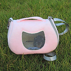 Wontee Hamster Carrier Bag Portable Outdoor Travel Handbag with Adjustable Single Shoulder Strap for Hamster Small Pets (Pink)