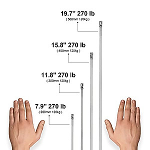 OFFO Metal Zip Ties 15.8 Inch Premium Heavy Duty Stainless Steel Wire Multifunctional Locking Exhaust Wrap Flexible Durable 30 Pcs