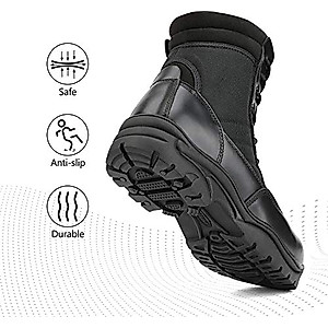 NORTIV 8 Mens Steel Toe Work Boots Safety Industrial Anti-Slip Tactical Boots Size 11 Wide Trooper-Steel-W, Black-t