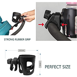 Universal Stroller Cup Holder, Universal Stroller Organizer Baby Bottle Holder - Stroller Accessory, Parent Cup Holder for Stroller/Bike