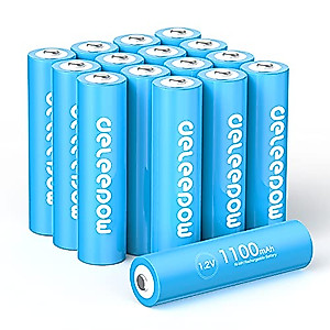 Deleepow AAA Rechargeable Batteries NiMH, 1100mAh High Capacity Pre-Charged Triple A Battery, 1.2V Low Self Discharge, Pack of 16