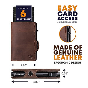 Conceal Plus Wallet for Men, Pop Up Wallet Credit Card Holder - RFID Blocking, Slim Minimalist Credit Card Case (Distressed Brown Genuine Leather)
