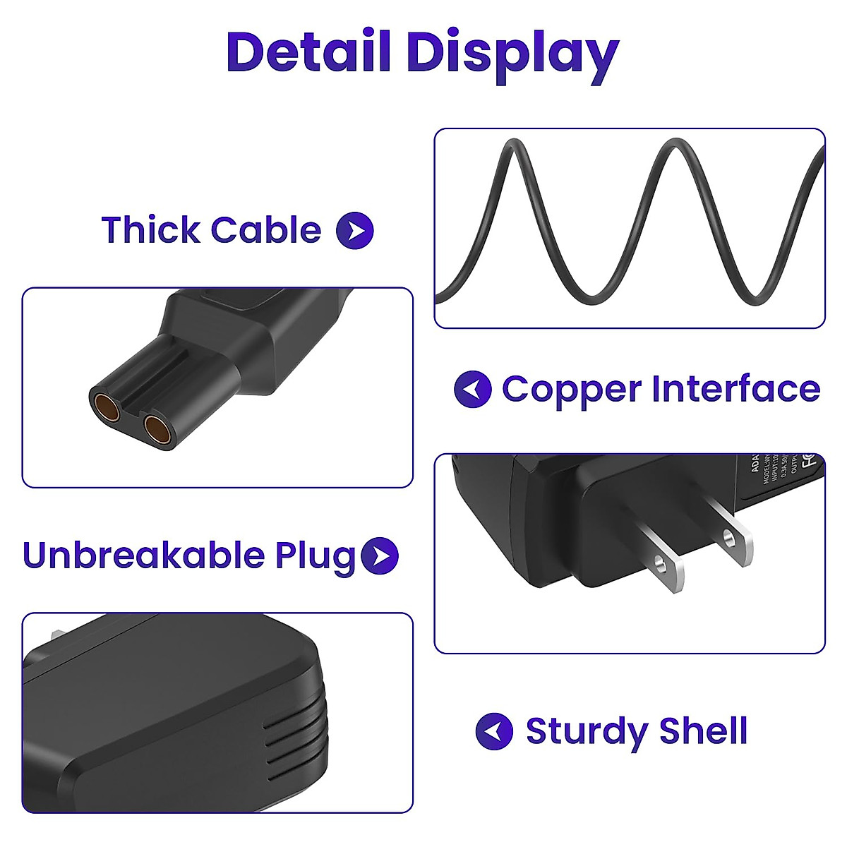 HQ8505 Norelco Charger Cord Fit for Philips Norelco HQ8505 7000 5000 3000 Series mg5750 mg7790 Electric Shaver Beard Trimmer Adapter Power Supply Charging Cord 15V AC Adapter Power Supply Cord