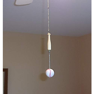 Baseball & Bat Ceiling Fan Pull Set by Wooden Androyd Studio - Nursery Kid's Room Decor, Gift for Coaches or Kids.