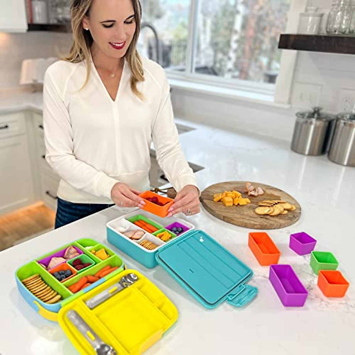 Square Silicone Lunch Box Dividers 6pcs - Bento Box Divider 2"x2"x1.5" - Silicone Cupcake Baking Cups - Bento Box Accessories Meal Prep Containers