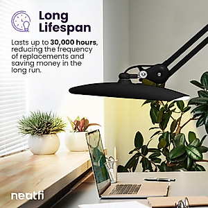 Neatfi XL 2,200 Lumens LED Task Lamp, 24W, 117 Pcs SMD LED, Dimmable, 4 Level Brightness, 3 Light Modes, Desk Light for Home, Office, Workbench (CCT, Black)
