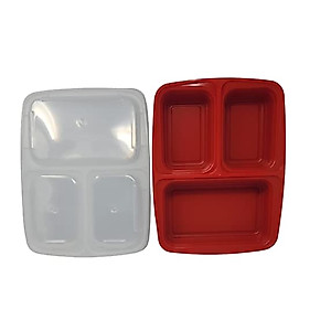 (10 Pack) 3 Section Plate Meal Prep Containers with Lids