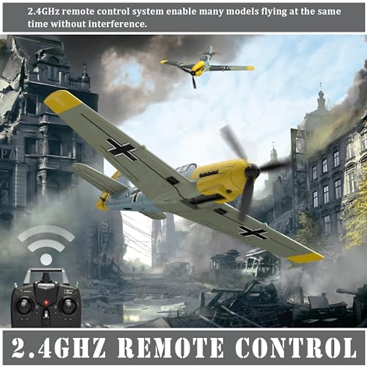 28°C RC Plane 4 Channel Remote Control Airplanes, 4-CH RC Airplane Ready to Fly BF-109 Radio Controlled Aircraft for Beginners with Xpilot Stabilization System, One Key Aerobatic Airplane(76111 RTF)