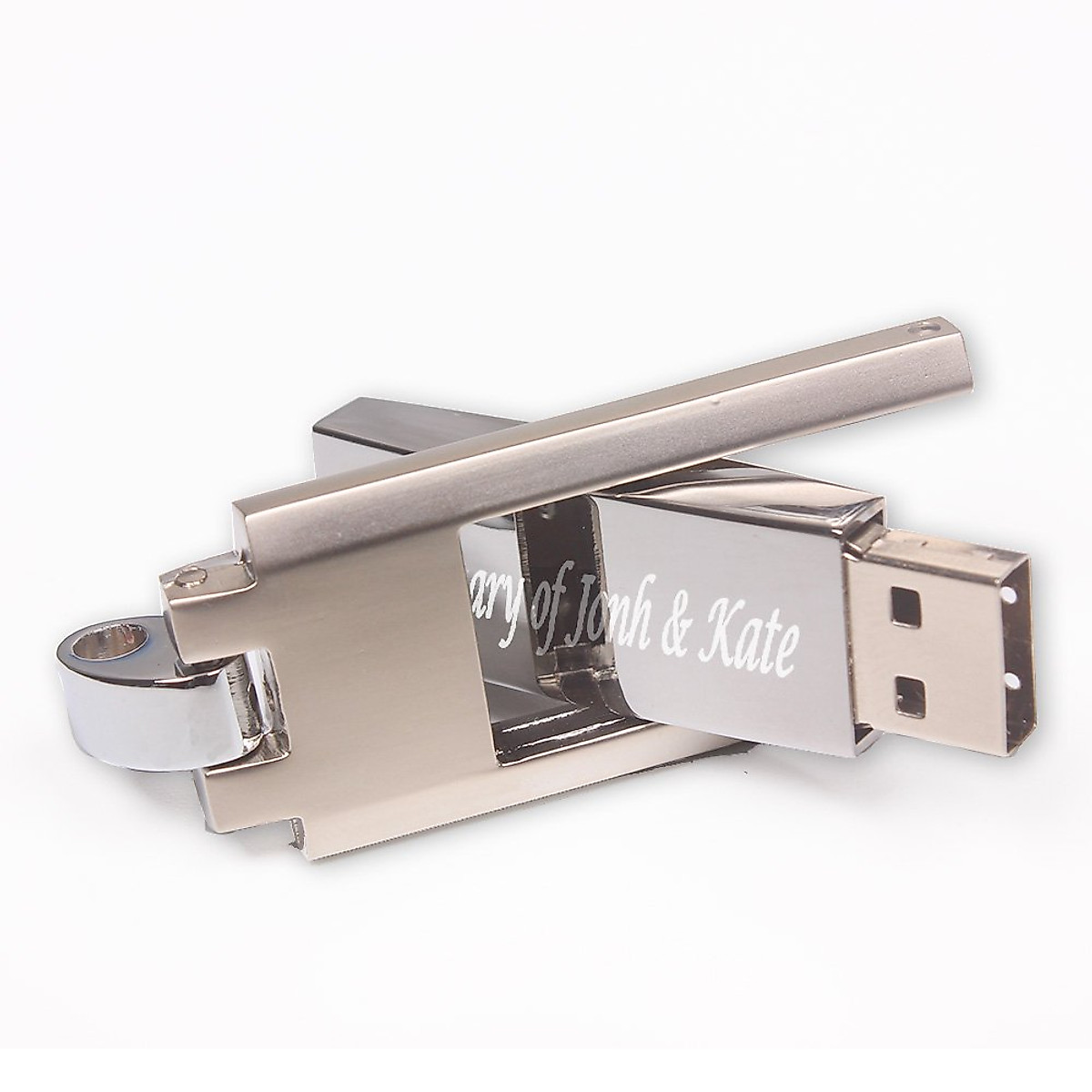 Custom Metal Rotating USB Flash Drive Keychain Memory Stick Engraved Free 16GB