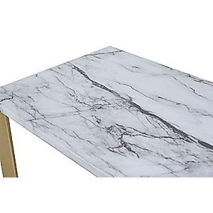 roomfitters Marble Print Top Writing Desks/Workstation for Home Office, Gold Legs, 55.1" W