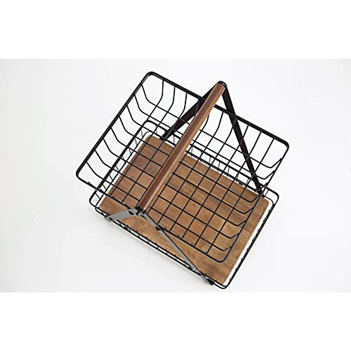 Emerson Ergonomics 2-Tier Large Fruit Basket || Wood Metal Bread Basket || Kitchen Countertop Fruit Bowl