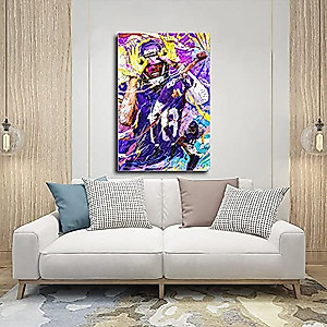Sports Poster Justin Jefferson Canvas Poster Wall Art Prep Room Decor Paintings for Living Room Bedroom Decoration Unframe:12x18inch(30x45cm)