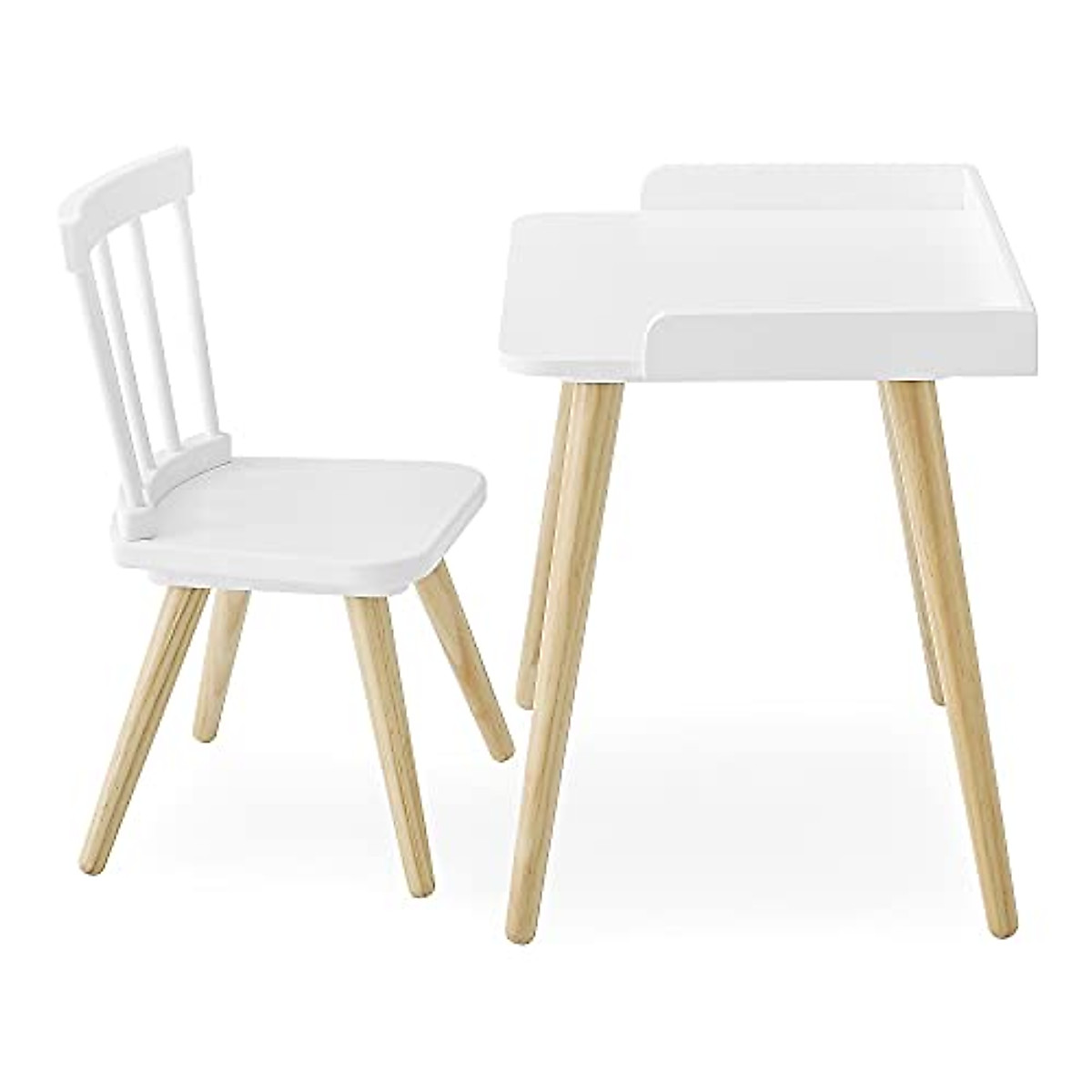 Delta Children Essex Kids' Desk & Chair Set-Greenguard Gold Certified-Ideal for Arts & Crafts, Snack Time, Studying-for Ages 4 Years+, Bianca White/Natural