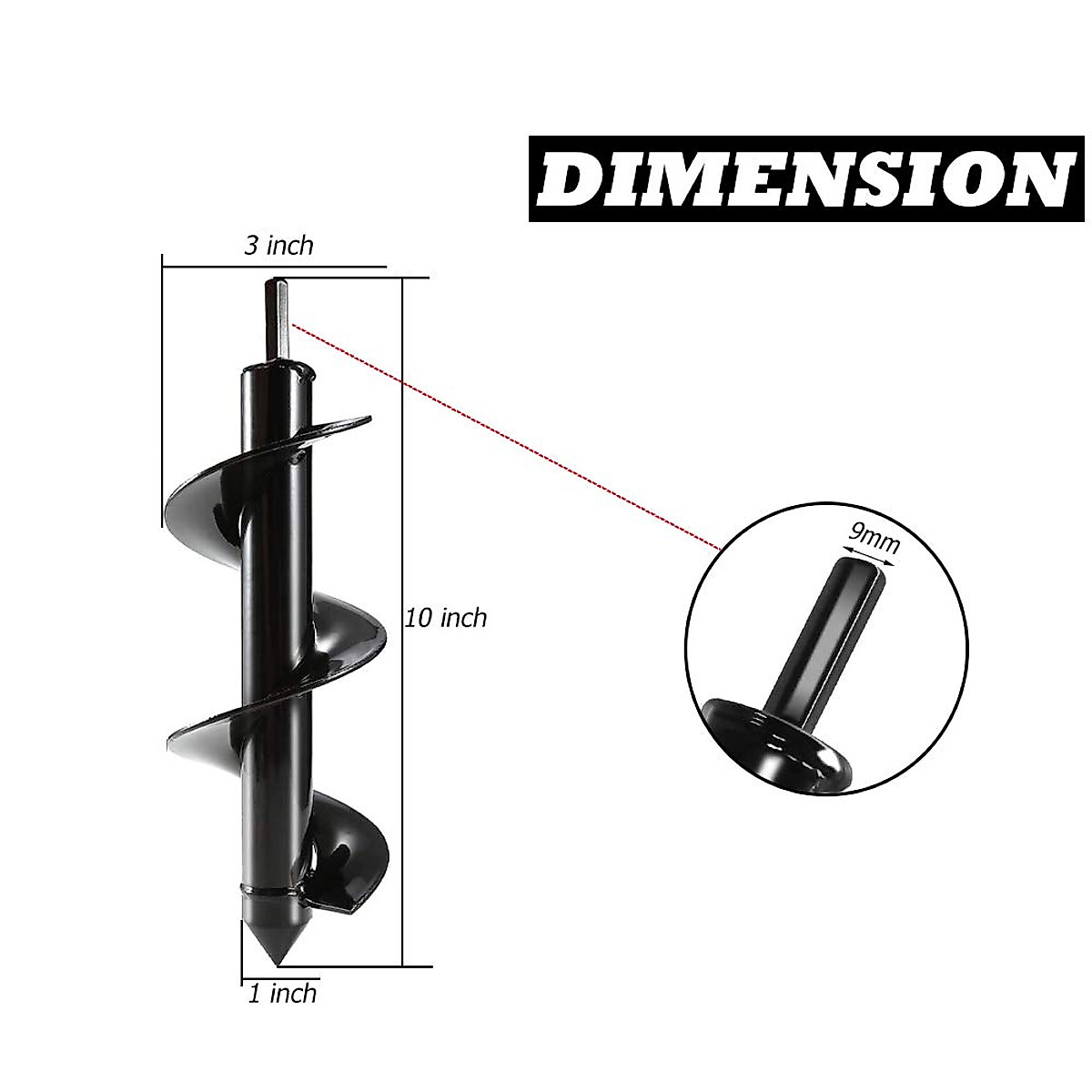 Samman Auger Drill Bit for Planting 3’’ x 10’’ Garden Auger Spiral Hole Planter Plant Tree Bulb Flower Fits for 3/8 Inch Hex Drive Drill 1Pack …