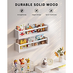 Seocry Nursery Book Shelves, Set of 4 - Kids Wall Bookshelf, Floating Book Shelf for Kids Room, Baby Room, Toddler Bedroom, Playroom & Nursery Decor