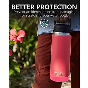 ALIENSX Protective Bottom Boot for YETI Rambler 18oz/12oz and Yeti Yonder 25oz Water Bottles, Anti-Slip Silicone Sleeve Cover, Travel Pet Bowl for Dog Cat Food Feeding, BPA Free (12/18oz, Pink)