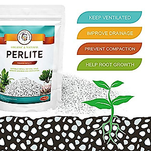 Organic Perlite for All Plants, All Natural Horticultural Soil Additive Conditioner Mix, Improve Drainage and Ventilation, Help Root Growth (2 Quarts)